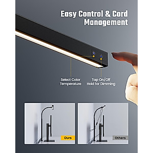 SUPERDANNY LED Desk Lamp for Office Home, Eye-Caring Desk Light with Adjustable Gooseneck, 12W Touch Control Dimmable Brightness, Architect Clamp Lamp with USB Adapter for Reading Study Workbench