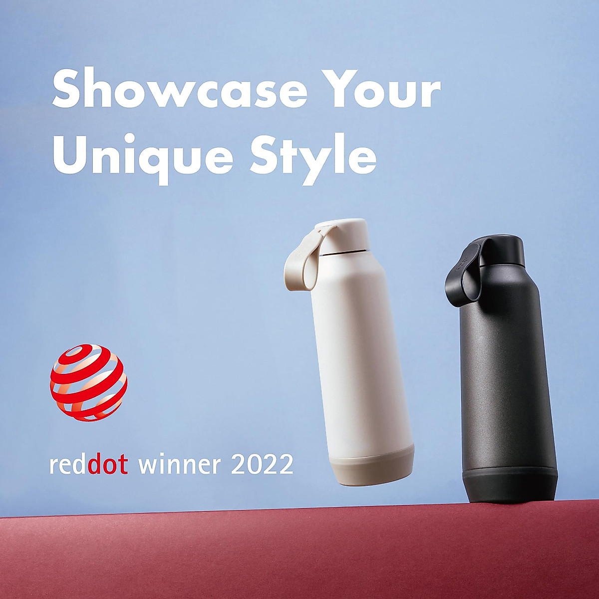 WOKY TIKO 17oz Titanium Ceramic Tumbler - Double-Layer Stainless Steel Insulated Water Bottle, Vacuum Structure Design with Titanium Lid & Silicon Carry Strap - Perfect for Gym, Travel & Everyday Use