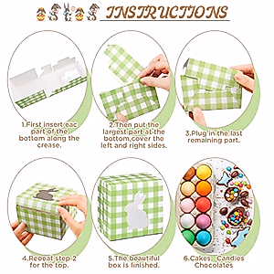 24 Pcs Easter Treat Boxes 5 Candy Colors Cardboard Box with Rabbit Bunny Shape Window Colorful Paper Easter Candy Box Easter Containers Cardboard Easter Cookie Basket Spring Easter Gift Boxes (Plaid)