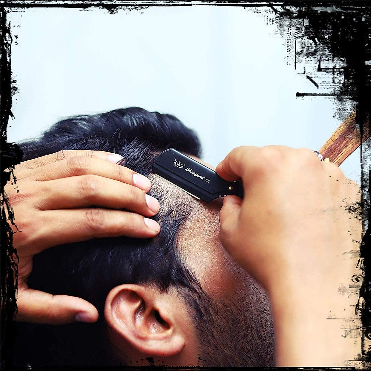 Professional Wood Barber Edge Razor-Salon Quality Cut Throat Shavette Straight Razor, Premium Stainless Steel Quality Single Blade Straight Edge - Moustache & Beard Shaper Men's Manual Shaver Safety