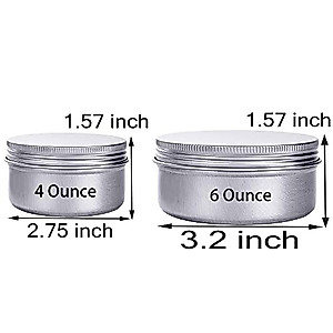 Hulless 4 Ounce Aluminum Cans 120 mL Screw Lid Metal Storage Tins Containers for Storing Spices, Candies, Lip Balm, Candles, 12 Pcs.
