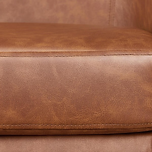 Yaheetech Accent Chair, Faux Leather Armchair Comfy Club Chairs Modern Accent Chair with Soft Seat for Living Room Bedroom Reading Room Waiting Room, Brown