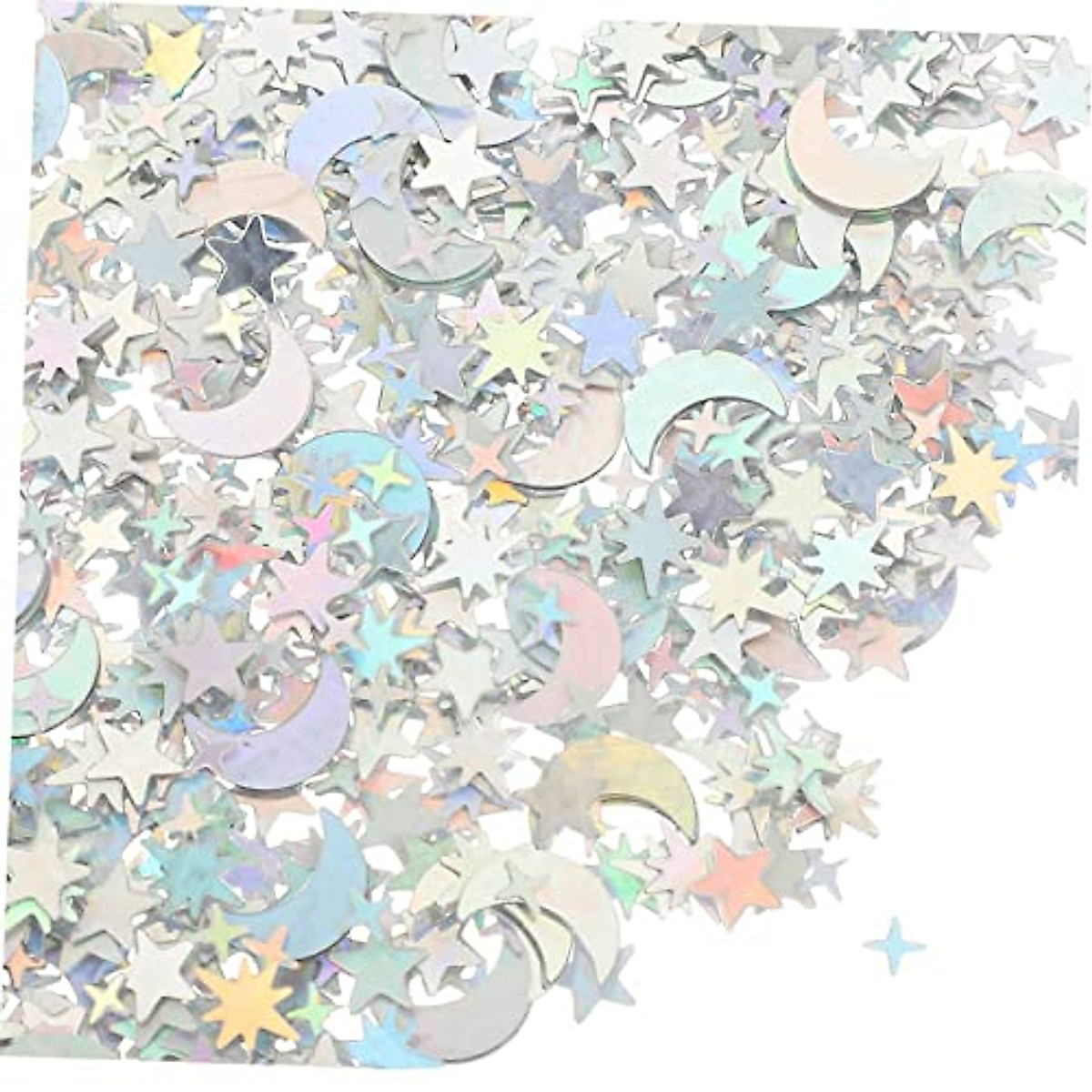 WIAMEE 3pcs 1 Stylesilver Decors and Mixed Balloon Iridescent Style Metallic Wedding Birthday Scatters Table Decorations DIY Decor Star of Festival Moon Decorative Party Glitter