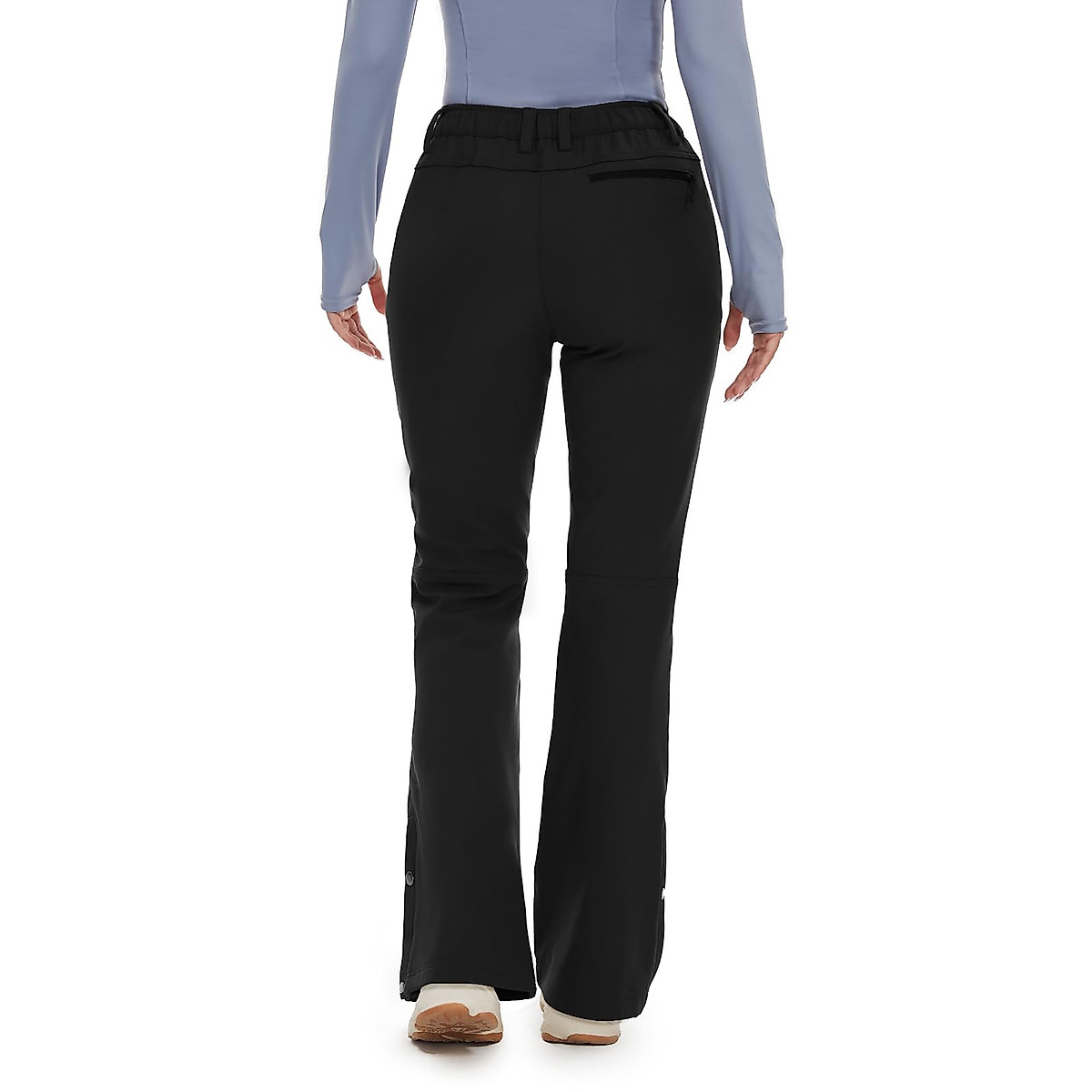 Cycorld Women's Snow Ski Pants Fleece Lined Waterproof Softshell Insulated Flare for Snowboarding Hiking Winter Outdoor(Black, 8)