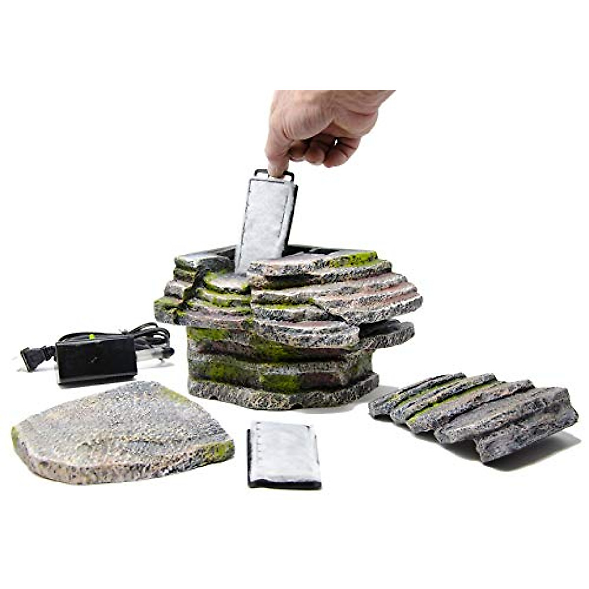 Penn-Plax Reptology Crystal-Falls Tiered Water Filtration System for Vivarium & Terrarium Setups – Keeps Water Clean & Safe for Aquatic Turtles, Amphibians, and Fish