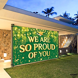 KatchOn, We are So Proud of You Banner - XtraLarge 72x44 Inch | Graduation Backdrop Green and Gold for 2024 Graduation Party Decorations | Congratulations Banner, Graduation Decorations Class of 2024