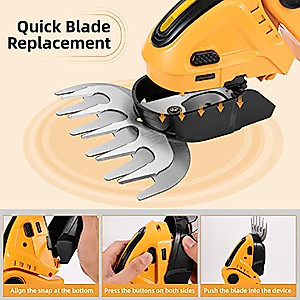 TOBTOS Cordless Grass Shear & Hedge Trimmer, 2 in 1 Handheld Hedge Trimmer Hedge Cutter with Rechargeable Battery for Garden, Lawn and Backyard