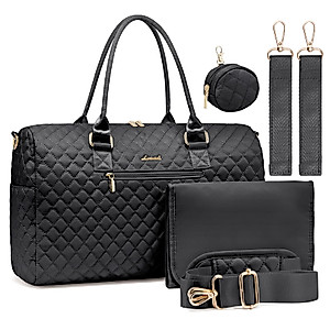 LOVEVOOK Diaper Bag Tote with Pacifier Case and Changing Pad, Large Capacity Mommy Bag for Hospital and Weekender Travel, Functional Baby Bag Newborn Baby Essential, Black