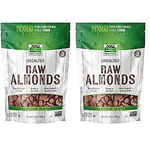 NOW Foods, Almonds, Raw and Unsalted, Source of Protein, Grown in the USA, 16-Ounce (Packaging May Vary) (Pack of 2)