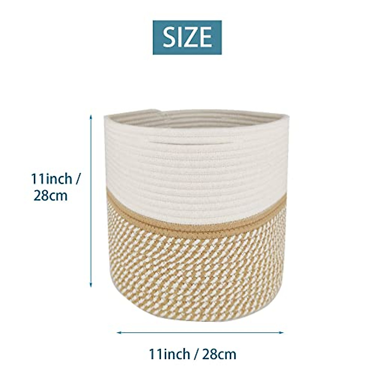 Joyiou Cotton Rope Storage Baskets Bins for Organizing, 3-Pack 11 Inches Round Cube, Fit 12x12''Cube Storage Organizer Bookcases Shelves, Baby Girls Boys Nursery Décor (Mix Khaki, Mix Pink, Mix Grey)