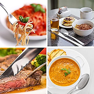 Pleafind 72-Pieces Silverware Sets for 12, Flatware Set with Steak Knives, Stainless Steel Cutlery Set, Include Forks Spoons and Knives Set, Dishwasher Safe Utensil Sets for Home Restaurant