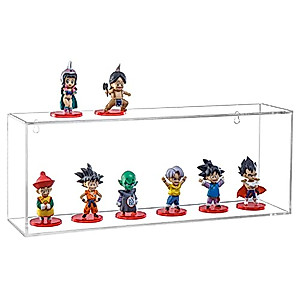 MyGift Wall Mounted Clear Premium Acrylic Collectible and Figurines Display Storage Floating Shelf, 2 Tier Hanging Shadow Box Style Shelf Rack