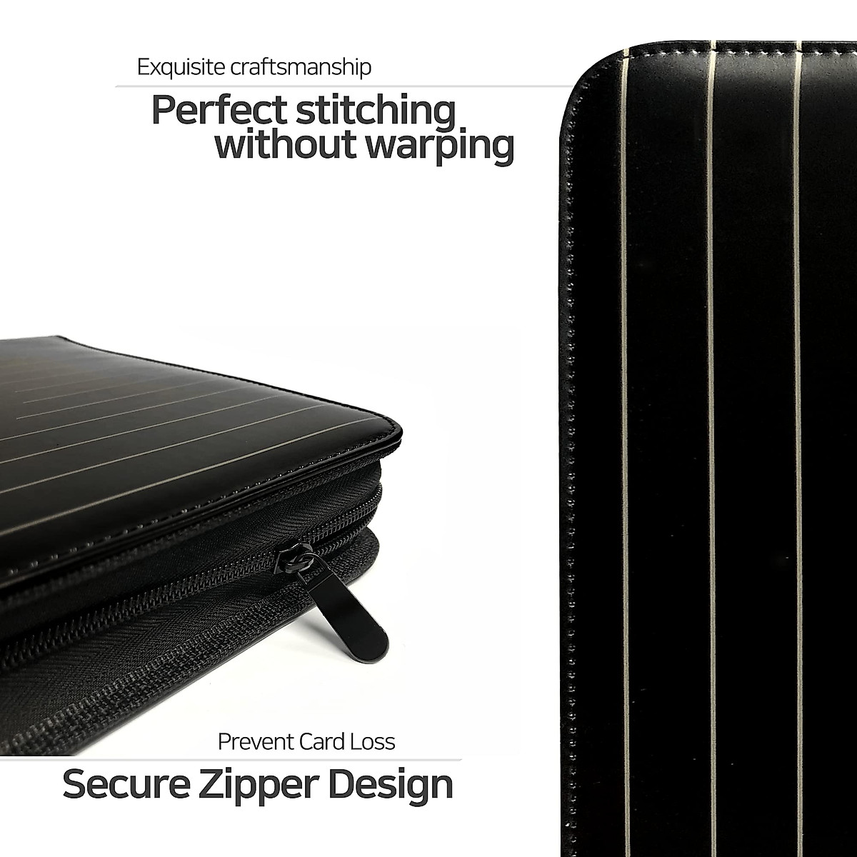 ZINOMAR Baseball Card Binder with Sleeves, 40 Pcs 9-Pocket Pages for 720 trading cards, Portable Card Collector Album Holder Book, Zip Carrying Case Display Storage for TCG - Black