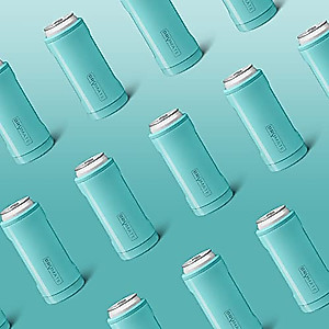 BrüMate Hopsulator Slim Can Cooler Insulated for 12oz Slim Cans | Skinny Can Coozie Insulated Stainless Steel Drink Holder for Hard Seltzer, Beer, Soda, and Energy Drinks (Aqua)