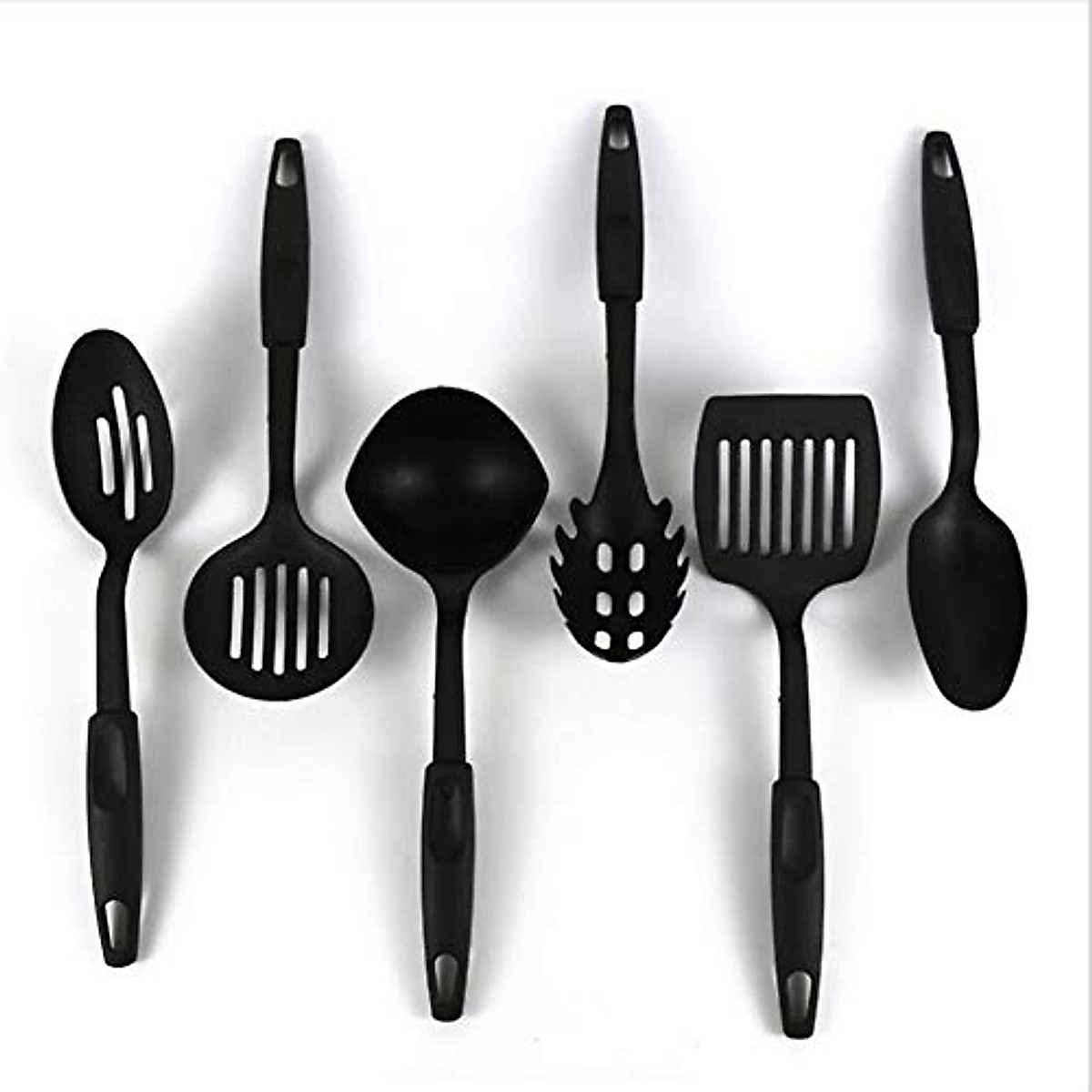 LMMDP 6 PCS Kitchen Utensils Set Non-Stick Dishwasher Safe Cooking Tools Spoon, Slotted Spoon, Spatula, Skimmer, Ladle, Pasta Server