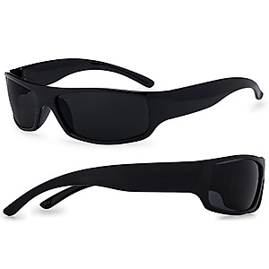 grinderPUNCH Mens Black Super Dark Sunglasses - Slim Wrap Around Gangster Style