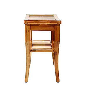 sogesfurniture Bamboo Shower Bench Seat Bathroom Waterproof Shower Chair with Storage Shelf Organizer, Bamboo