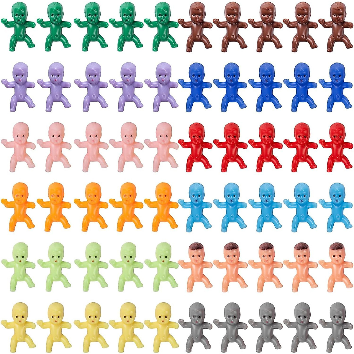 ZZYFGH 60 Mini Plastic Little Babies 12 Colors Tiny Figurines for Baby Shower Ice Cube Game, Bulk Small King Cake Dolls 1 Inch