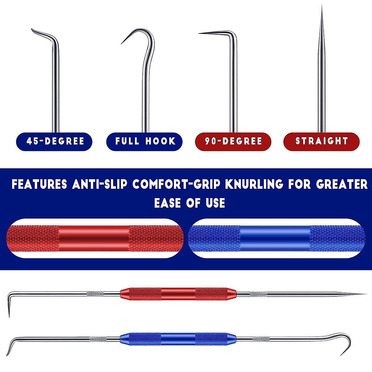 Zhehao Double Pointed Scriber, Metal Scribe Tool Hook and Pick Tool Set Straight 45 Degree 90 Degree Tip Marking Tool for Machinists, Technicians Or Craftsmen, 8.3 Inch Long (2 Pieces)