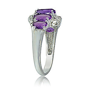 B. BRILLIANT Sterling Silver African Amethyst & White Topaz 5-Stone Ring for Women (9)