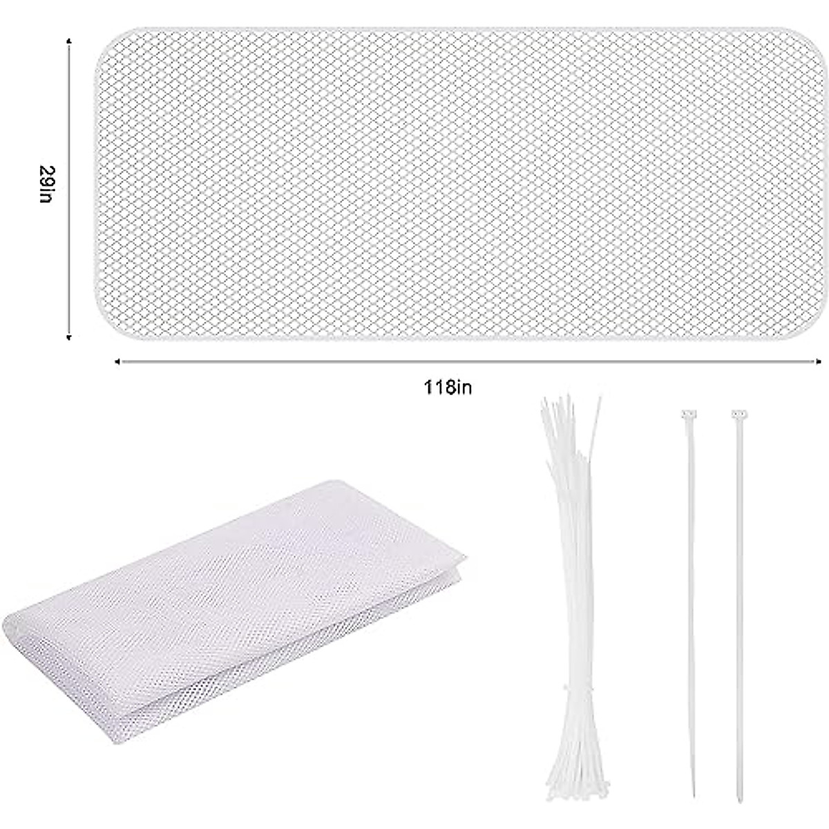 Child Safety Net, Durable Banister Guard for Baby Safety Stairs Railing Balcony Cribs, Banister Stair Mesh Baby Proofing, Easy to Install Stair Netting for Kids, Pets, Toys - (10ft Lx2.5ft H) White