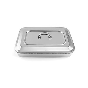 QWORK Medical Surgical Trays, 2 Pack Stainless Steel Dental Instruments Organizer Holder Sterilization Tray for Lab Instrument Supplies, 11.8" x 7.8" x 2"