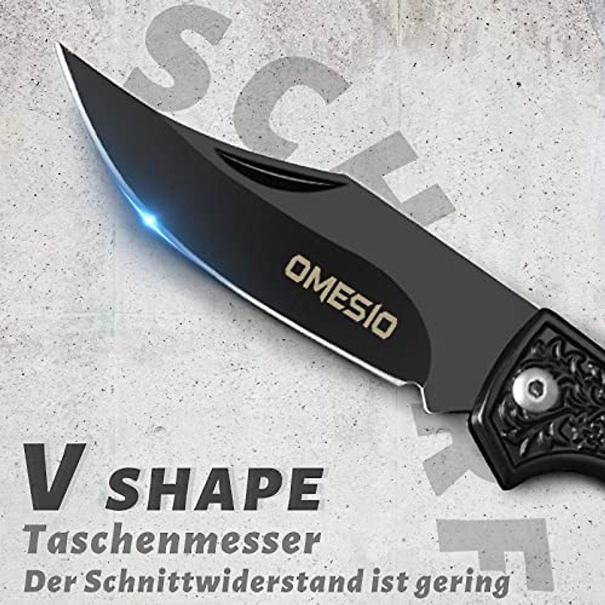 Omesio Pocket Knife Mini 3.34 inch Small Two-Handed Folding Knife Two-Handed Knife Keychain Knife Outdoor Sharp Black