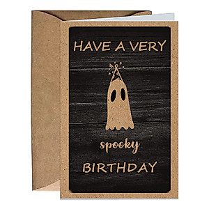 Cute Halloween Birthday Card with Envelope, Funny Halloween Bday Greeting Card, Have a Very Spooky Birthday Paper Card for Him Her