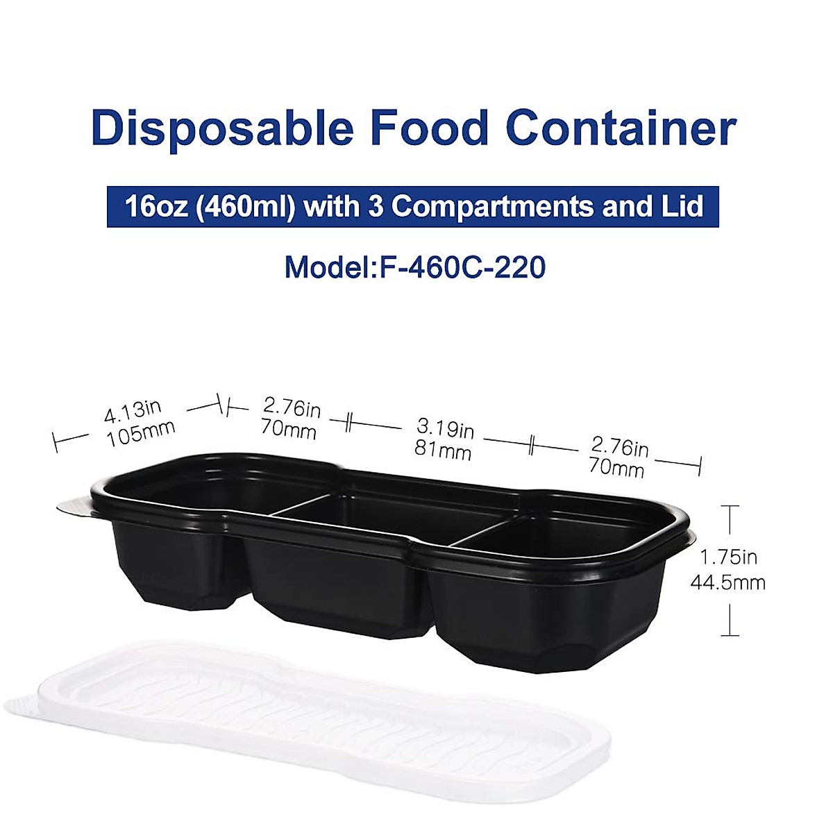 OTOR Bento Boxes Meal Prep Containers 3 Compartments with Clear Airtight Lids Food Grade Deli Container Lunch boxes take away Travel Containers Freezer Safe 16oz 25 Sets