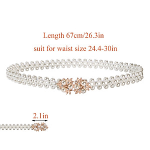 Ayliss Women Pearl Waist Belt Elastic Wedding Bridal Belt with Rhinestone Crystal Sash Bridesmaid Dress Belt Waistband (#7)