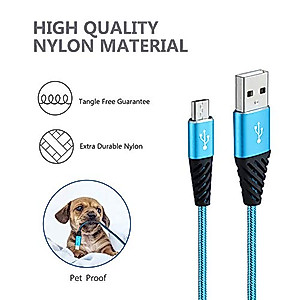 Boenoea Fast Phone Charger Android 10ft 5-Pack Long Micro USB Cable Braided Compatible with Samsung Galaxy J3 J7 S6 S7 Edge Note 4 5 LG BlackBerry Motorola Xbox PS4 Kindle