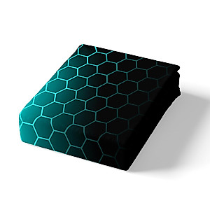 Red Blue Ombre Duvet Cover Full, Geometric Honeycomb Bedding Set Abstract Ombre Honeycomb Comforter Cover Beehive Hexagon Bedspread Cover Bed Set with 2 Pillow Case (No Comforter)