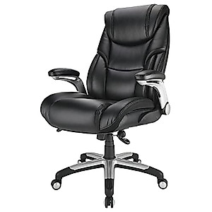 Realspace® Torval Big & Tall Bonded Leather High-Back Computer Chair, Black/Silver