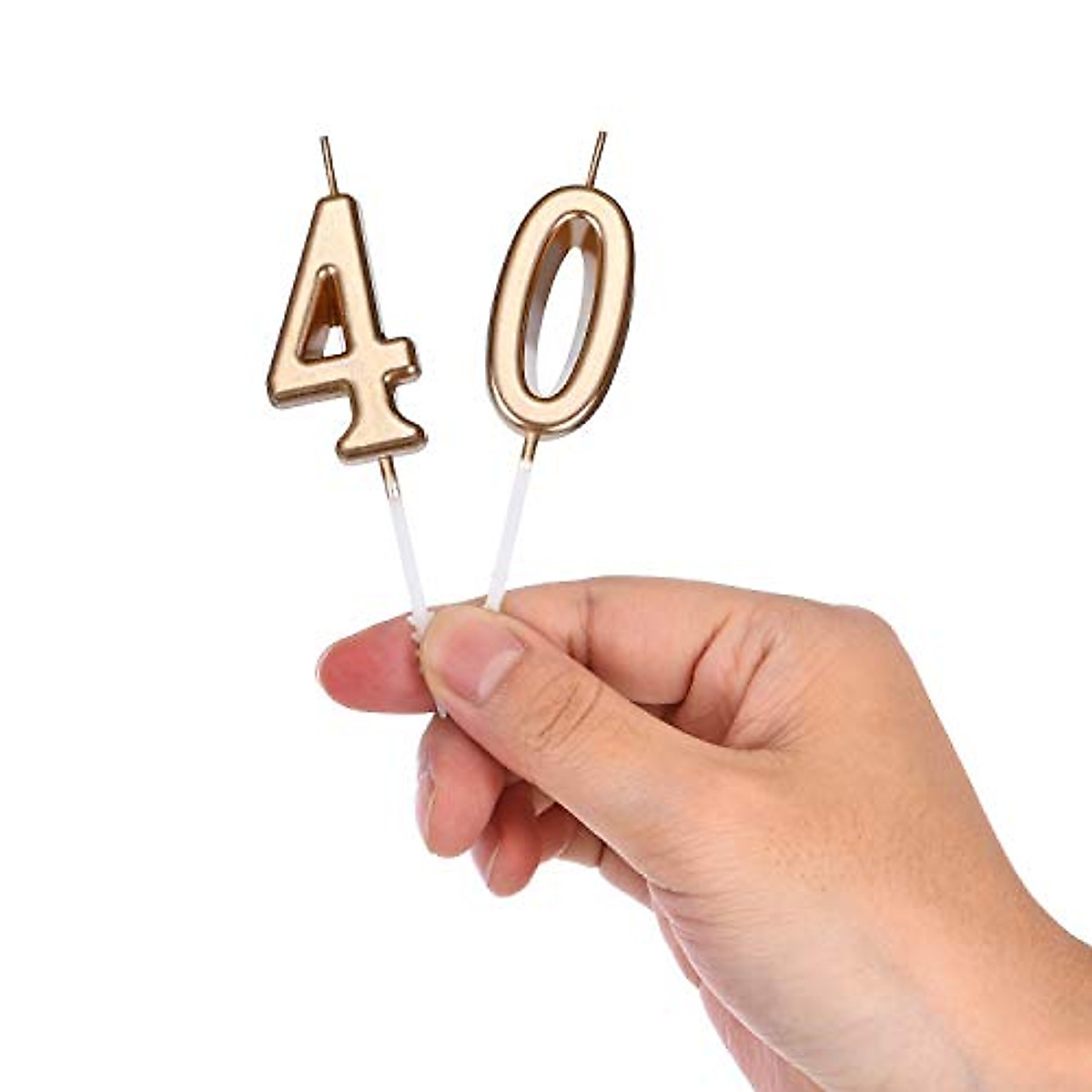 40th Birthday Candles Cake Number Candles Happy Birthday Cake Candles Topper Decoration for Birthday Wedding Anniversary Celebration Favor, Champagne Gold