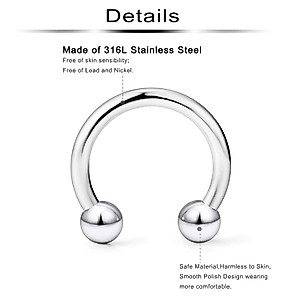 Ftovosyo Cartilage Earrings Hoop 40Pcs 316L Surgical Steel Labret Stud For Women Men Nose Lip Horseshoe Piercing Rings Tragus Helix Ear Body Piercing Jewelry 20G 8mm Silver Rose Gold Black