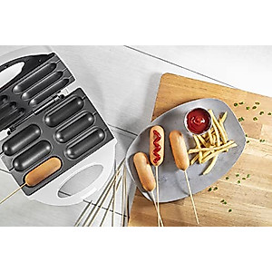 Corn Dog Maker - Perfect Hot Dogs on a Stick, Cheese Sticks, Cake Pops, and More - Includes 50 Skewers Plus Recipes, Easy to Use Electric Nonstick Baker, Great for BBQs, Makes 6 Mini Corn Dogs at Once