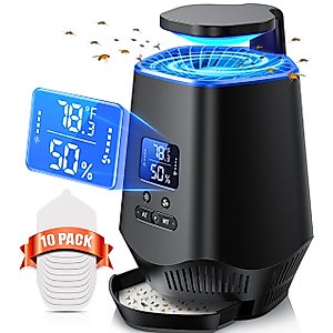 Fruit Fly Traps for Indoors, Smart Fly Trap Indoor for Home, Gnat Traps for House Indoor Bug Zapper Flying Insect Trap for Plants Moths Mosquitoes with 10 PCS Refill