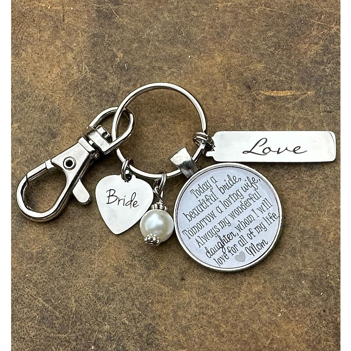 Bride gift, Daughter wedding gift, Bridal bouquet charm, wedding gift, bridal shower gift, wedding bouquet charm, bride to be, engagement, bridal bouquet, I do, something new, walking down the aisle