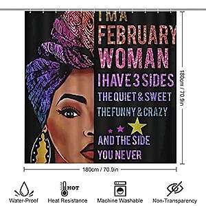 APOJDSN African Black Women Bathroom Shower Curtain Sets with Rugs, Black Girl Shower Accessories and Bathroom Decor,70.9'' Length 4-Piece Set - 1 Shower Curtain & 3 Toilet Mat and Lid Cover (CS-65)