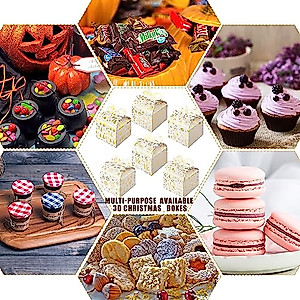 Fulmoon 24 Pcs Christmas Gift Boxes Metallic Christmas Treat 3D Xmas Goody Candy Cookie with Bow Paper Goodie Gift Wrapping Boxes for Holiday Party Favor Supplies(Gold)