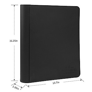 Toploader Binder,Toploader Hard Cases, 9-Pocket Pages Sleeves Hold up 288 Cards.Toploader Card Binder with Sleeves for “3×4” rigid，Card Holder(black)