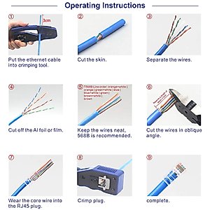 VCELINK RJ45 Cat5e Cat5 Pass Through Connectors, Cat5e RJ45 Ends, RJ45 Modular Plugs for Solid or Stranded UTP Network Cable 100-Pack