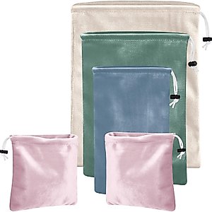 Amylove 4 Pcs Adult Game Toy Storage Bags Drawstring Storage Bag Reusable Adult Toy Organizer Multipurpose Adult Toy Bag Receive Bag Pouch, 4 Sized for Home Travel (Light Color,Classic)