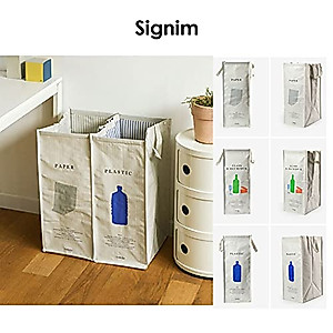 Signim 216 Separate Recycling Waste Bin Bags for Kitchen Home Recycle Garbage Trash Sorting Bins Organizer Waterproof Baskets Compartment Container, White (Set of 3 Pack)