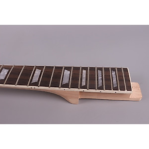 Yinfente Electric Guitar Neck 22 fret 24.75 inch Mahogany Rosewood Fretboard Guitar Neck Replacement Set in Heel DIY guitar project (standard style)