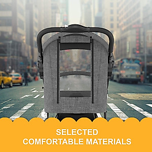 Uenjoy Baby Stroller One-Click Foldable Lightweight Stroller, with Lockable Universal Wheels, Five-Point Safety Belt, Adjustable Awning, Variable Seat and Recliner,Gray