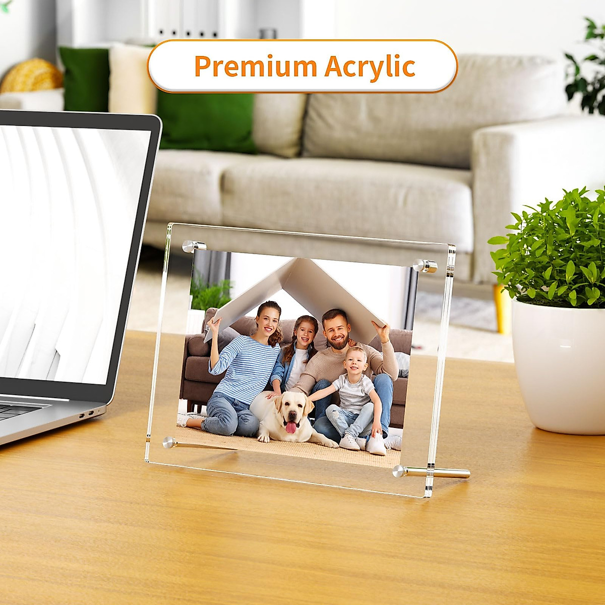 AITEE 11x14 Acrylic Picture Frames 2 Pack, Clear Desk Picture Frames with Stand, Modern Frameless Floating Frames Lucite Transparent Square Cubes Frame for Wall & Desktop Display Gift for Home Office