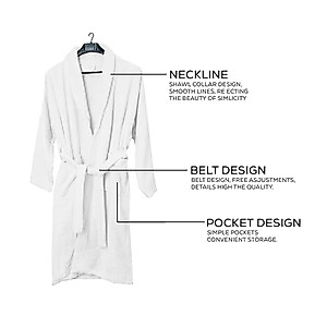 STF Linen Shawl collar Bathrobe Unisex Pack of One Pc, Cotton Robes, Terry Cloth Robes, Towel Bathrobe, Lightweight, Spa Robes