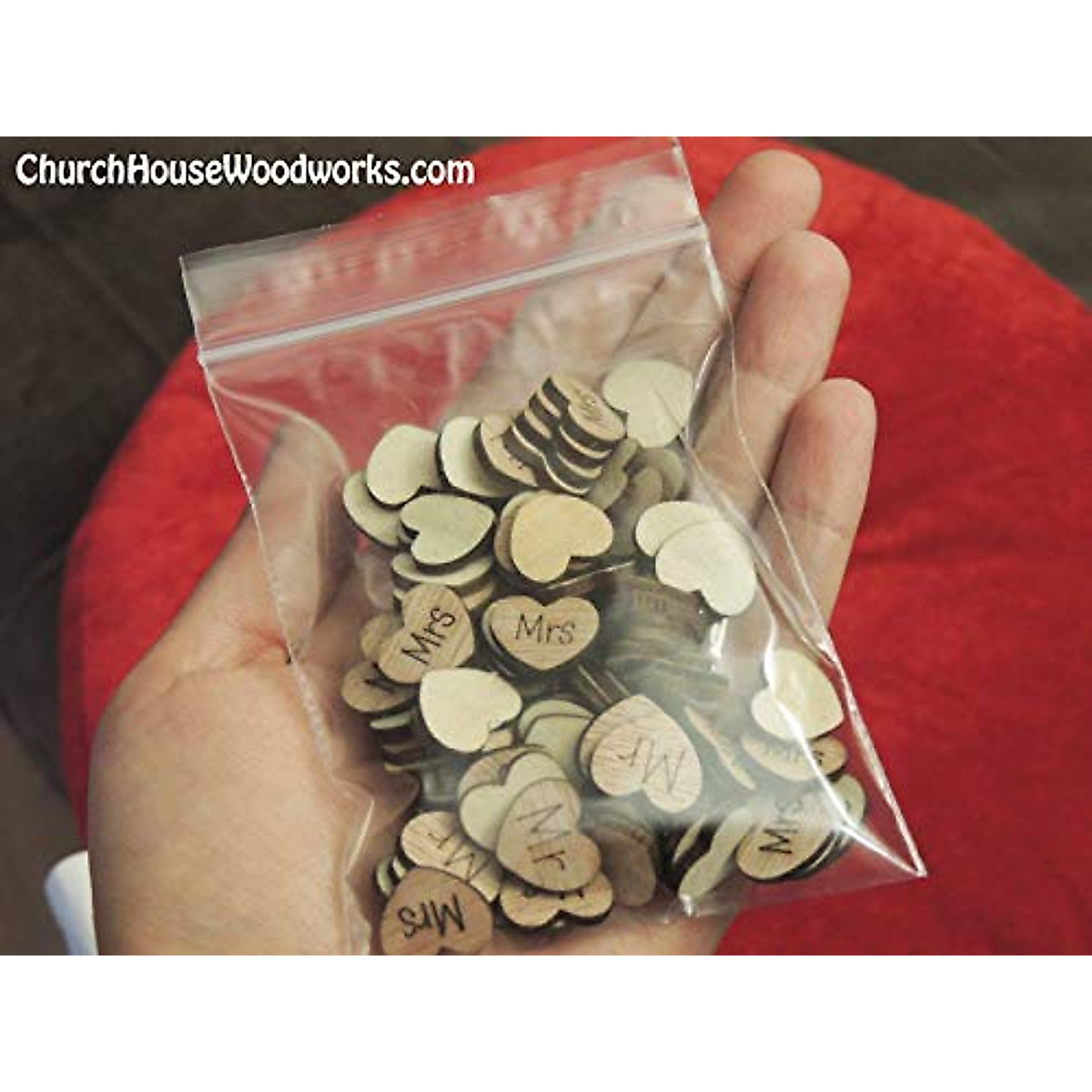 100 Mr Mrs Wooden Hearts - Wood Table Confetti, Embellishments, Scatters, Invitations, Table Decor, Rustic Weddings and Events