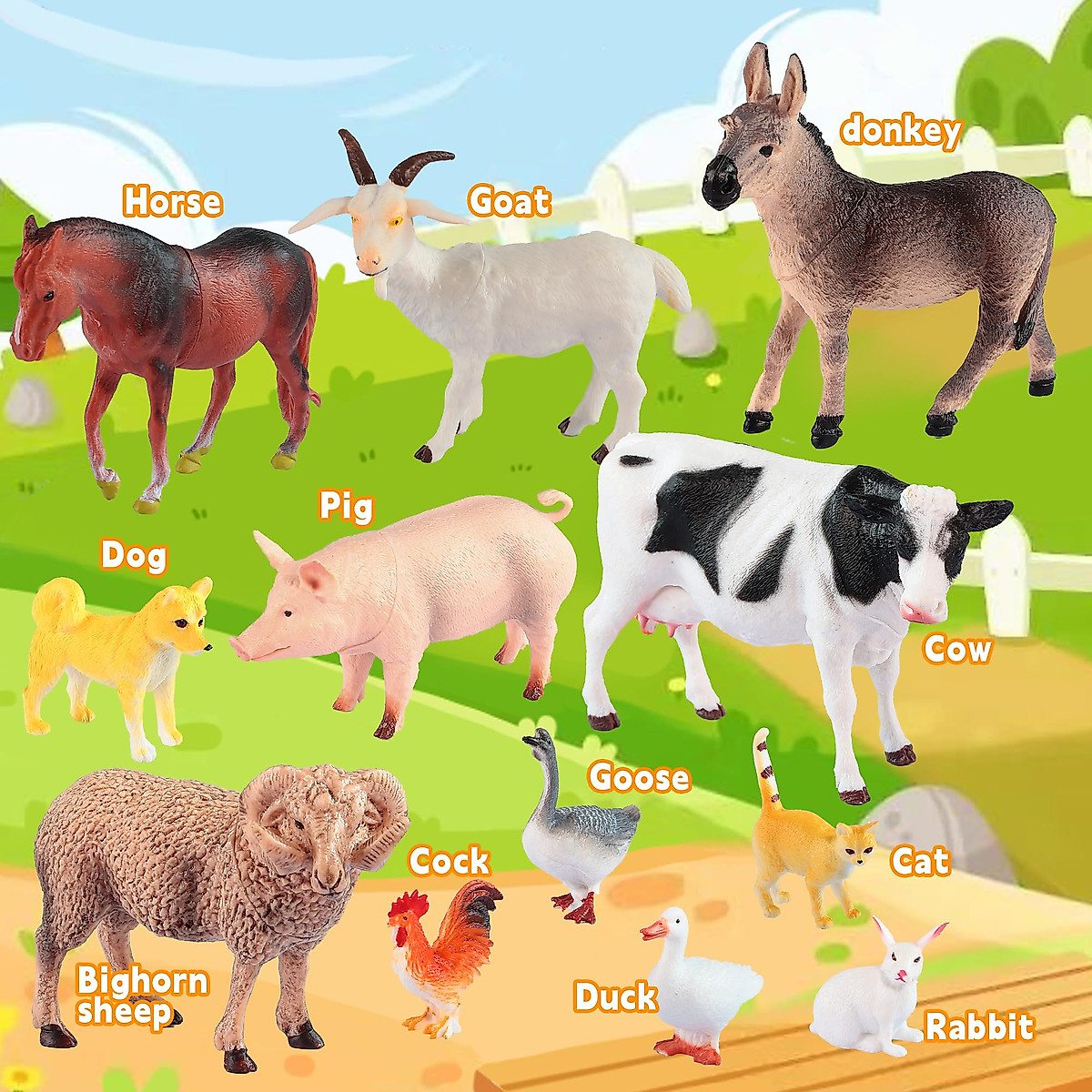 EnAuRoL 32PCS Farm Playset for Toddlers 1-3 Plastic Animal Figures Toys Double Farm Tractor Toys for Kids 3-5 Storage Box Ideal Festivals Birthday Gift